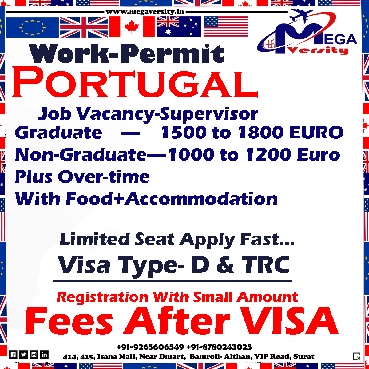 Work-Permit Portugal From Surat By - Megaversity